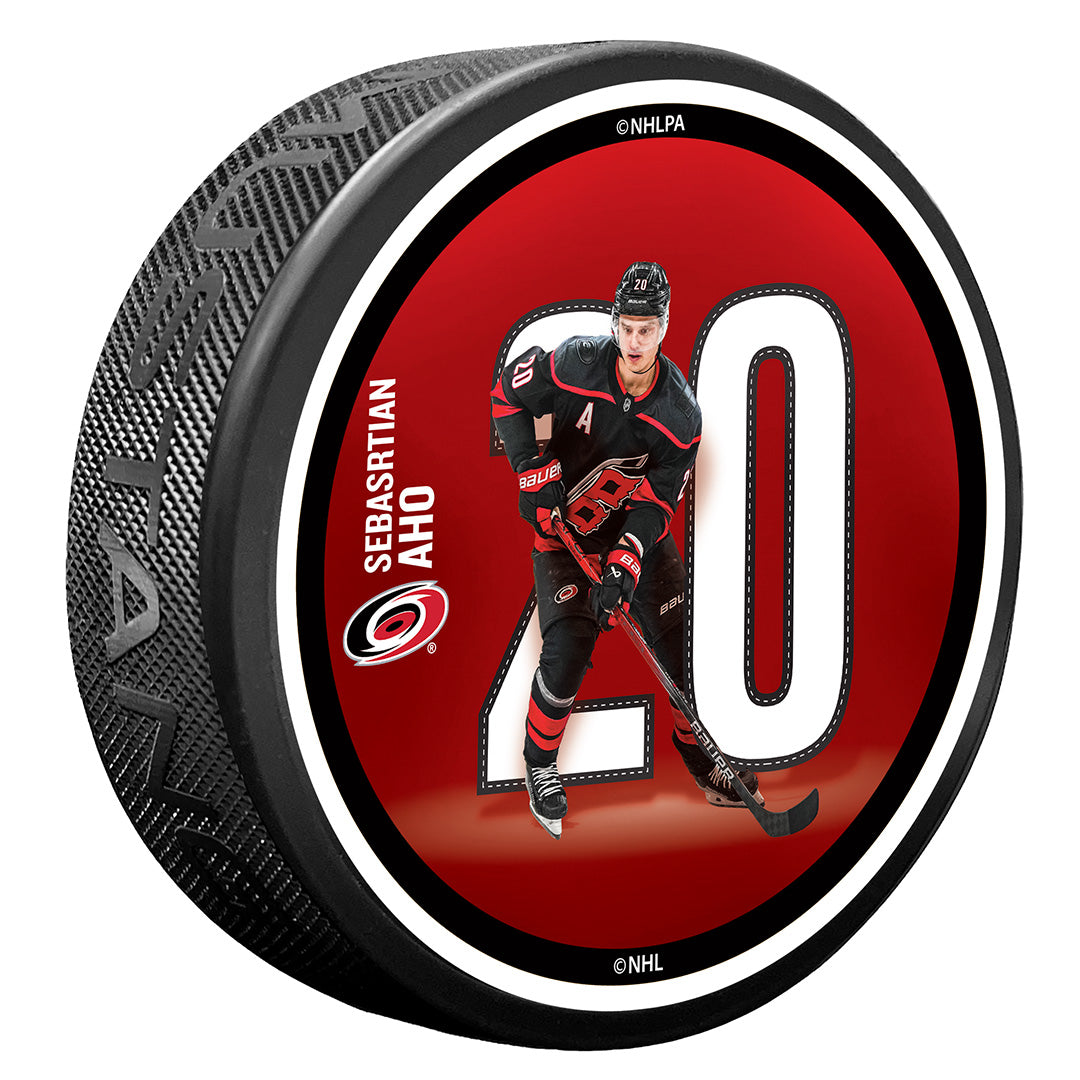 Sebastian Aho Puck - Breakout Series | Hockey Hall of Fame – Mustang ...