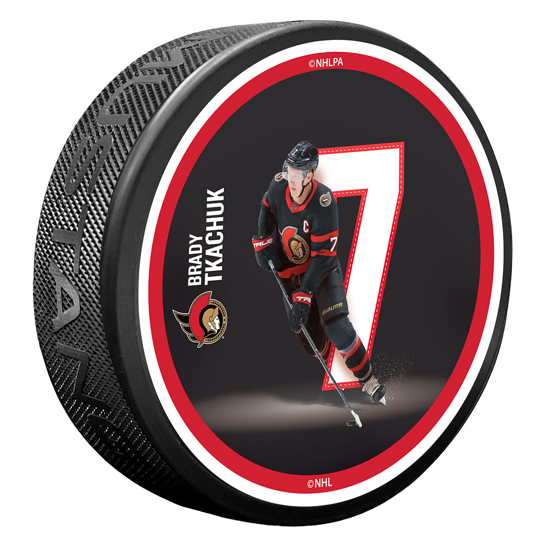 Brady Tkachuk Puck - Breakout Series | Hockey Hall of Fame – Mustang ...
