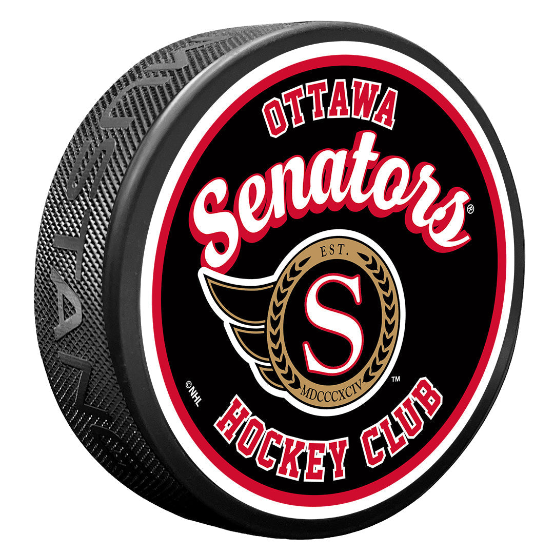 Ottawa Senators Puck | Retro Script | Hockey Hall of Fame – Mustang ...